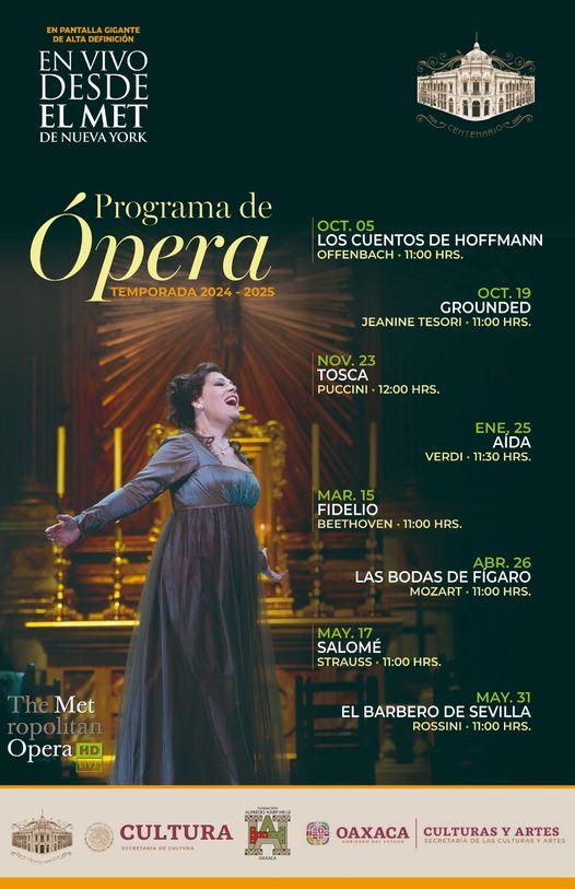 Programa transmisión en vivo ópera de The Metropolitan Opera desde New ...